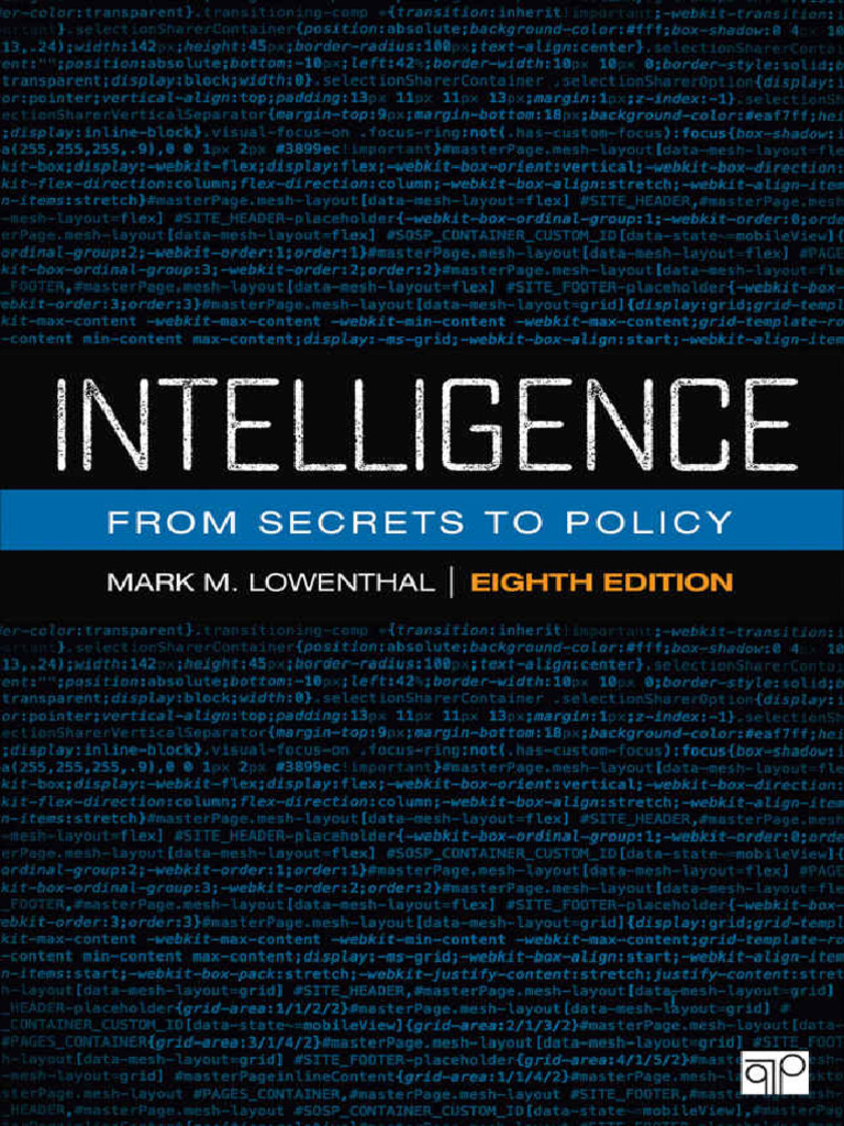 Mark M. Lowenthal, Intelligence - From Secrets To Policy | PDF | Cold ...
