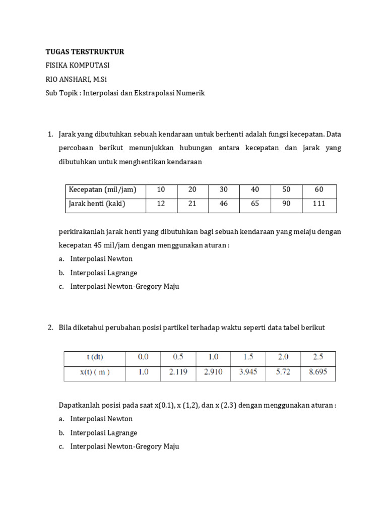 Tugas Terstruktur 04 Fiskom Interpolasi | PDF