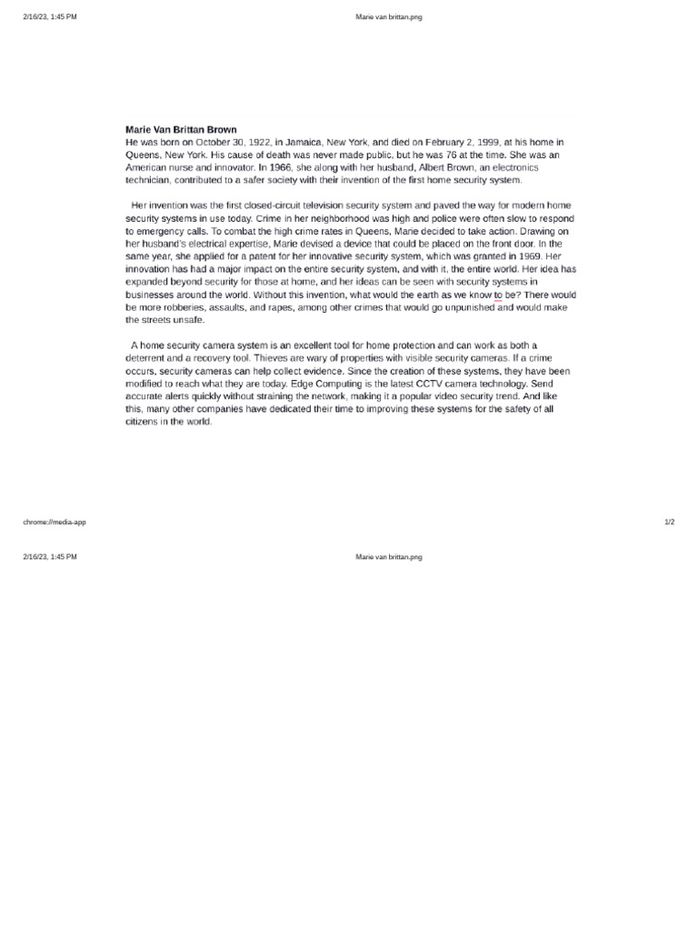 Marie Van Brittan | PDF