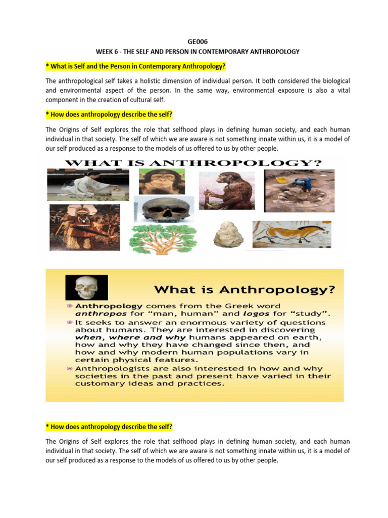 Understanding Self in Anthropology | PDF | Anthropology | Self