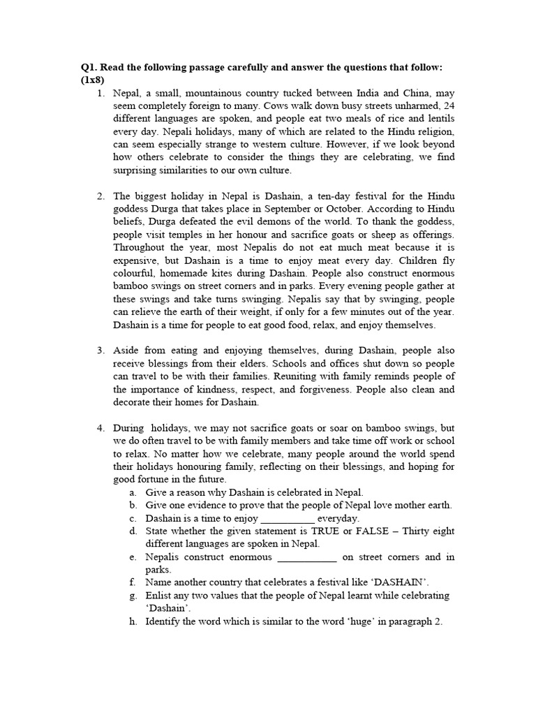 Reading Comprehention For Practice | PDF