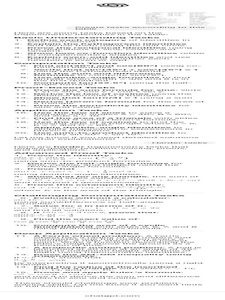 Trig Identity Tasks | PDF