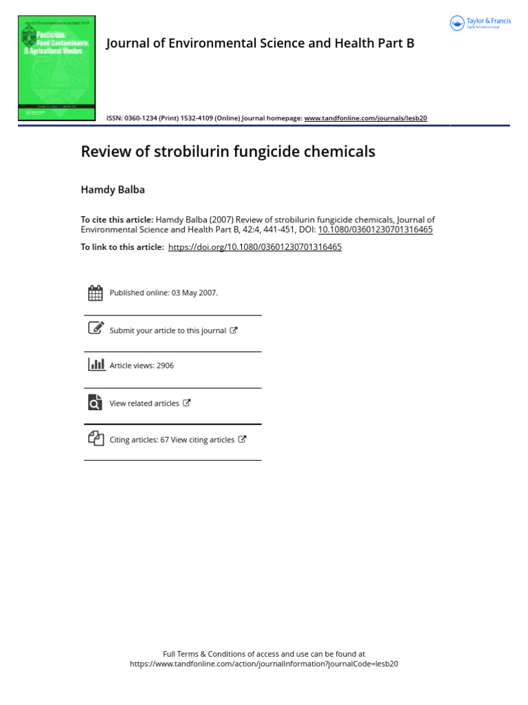Strobilurin Fungicides Overview | PDF | Fungus | Metabolism