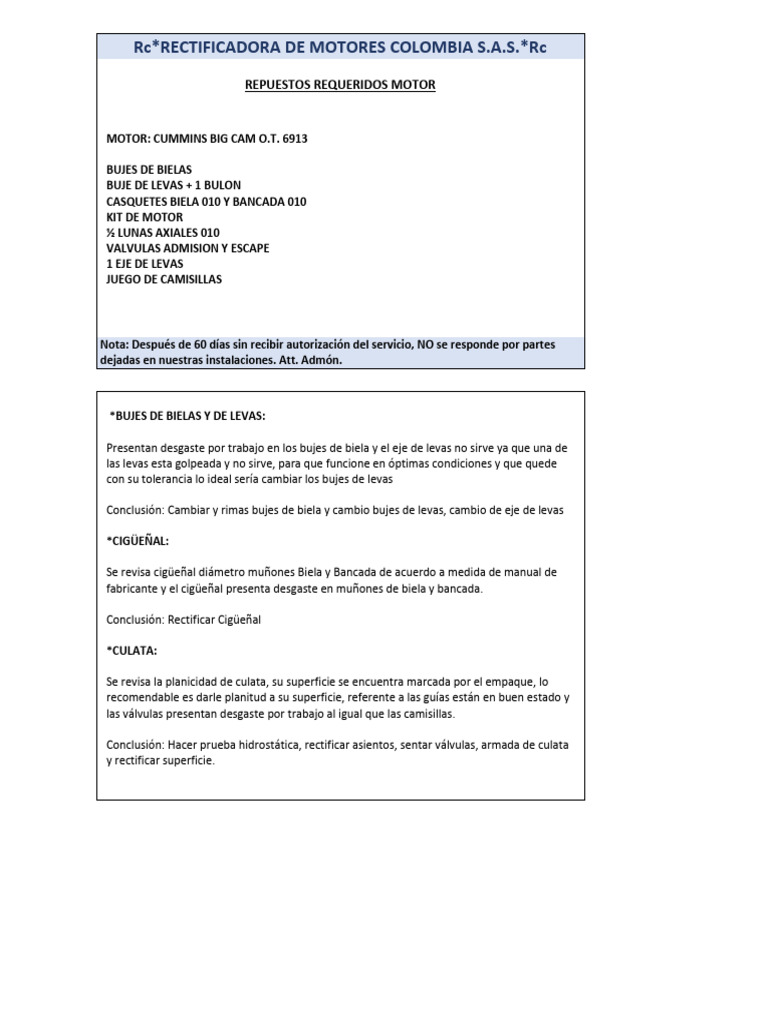 Cummins Big Cam O.T. 6913 | PDF