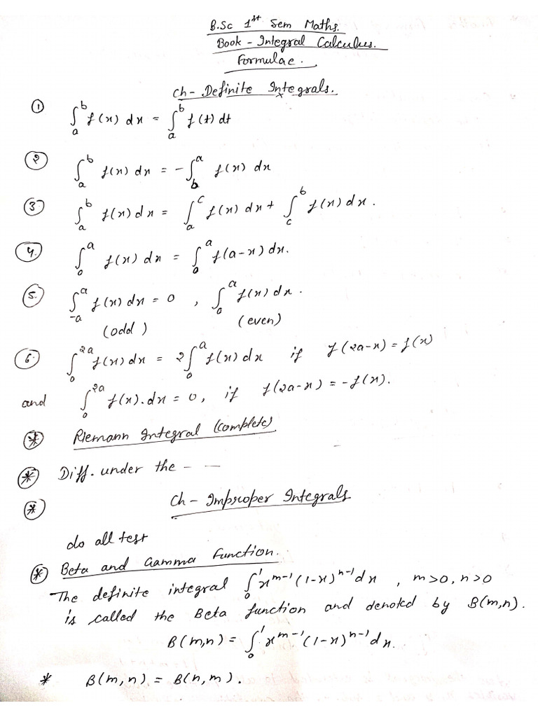 B.SC 1st Sem 2nd Book Formulas | PDF