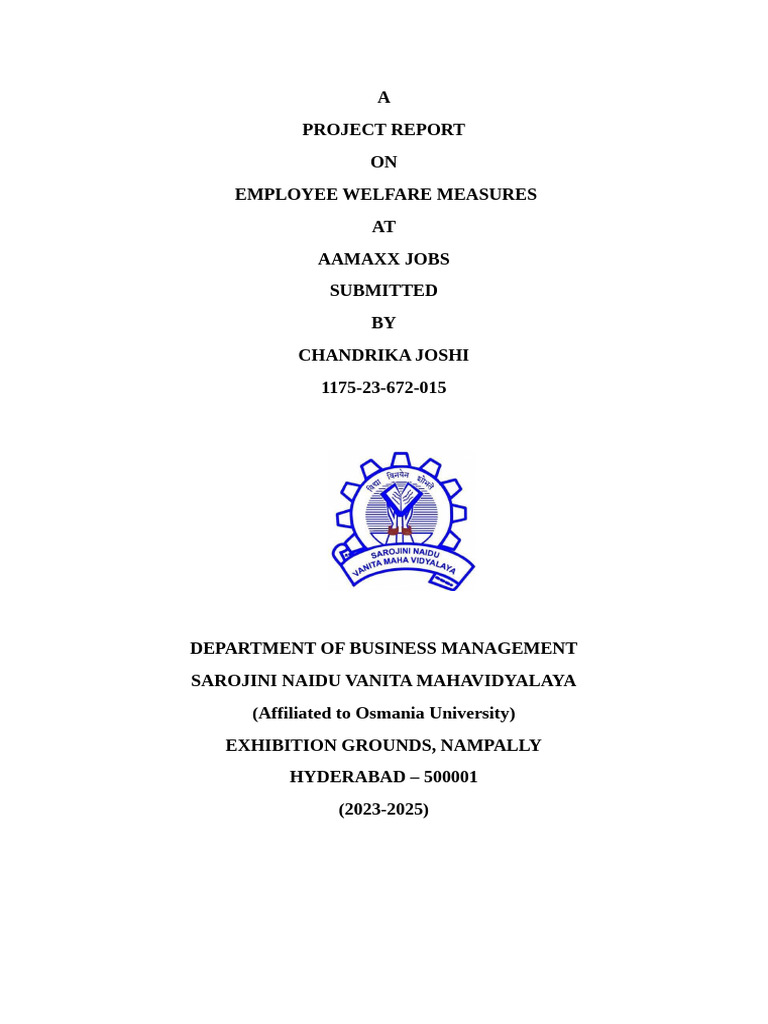 A Complete Project Report On EMPLOYEE WELFARE MEASURES | PDF | Employee Retention | Employment