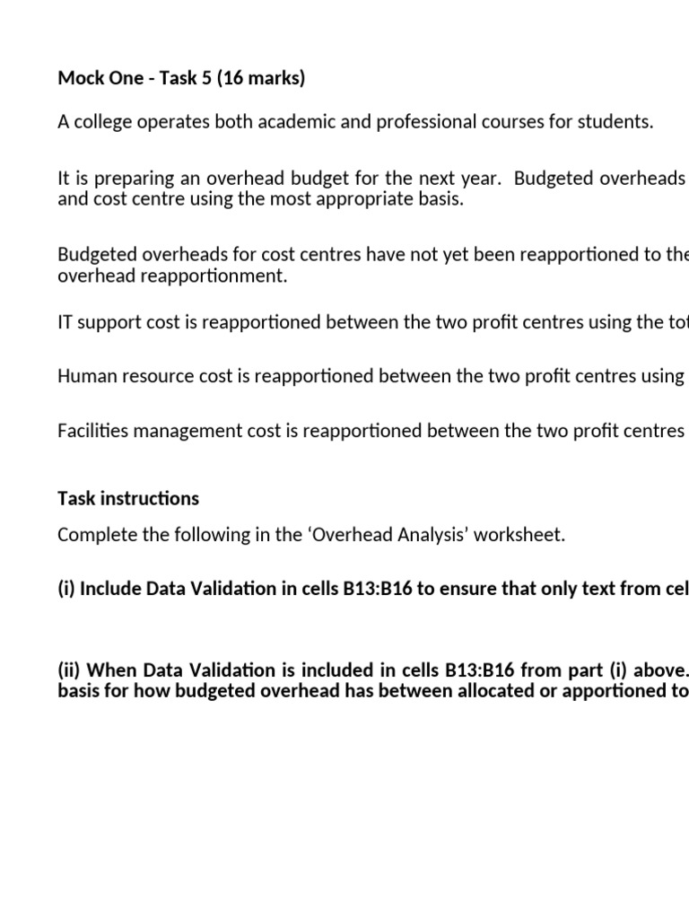 Acorn Q2022 AAT L3 ManagementAccountingTechniques MockExamOne Task5&6 TaskActivitiesAndSolutions ...
