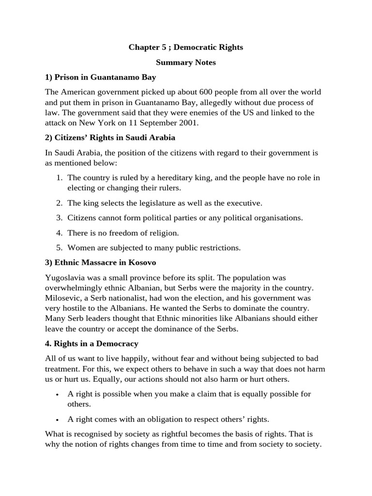 Overview of Democratic Rights and Freedoms | PDF | Citizenship ...