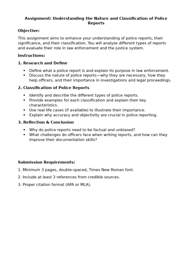 Assignment On Nature of Police Report | PDF