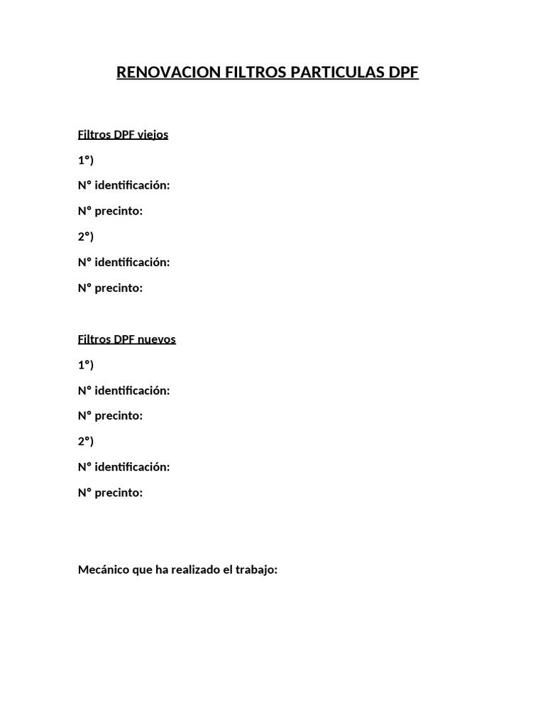 Renovacion Filtros Particulas Dpf | PDF