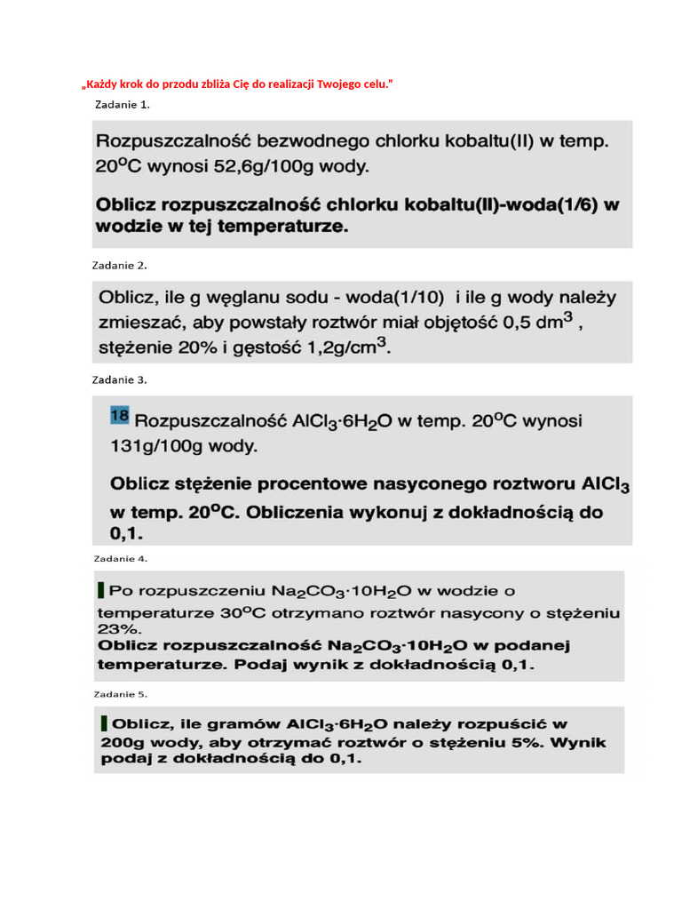 Hydraty I Roztwory - Zadanka | PDF