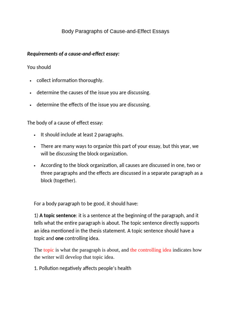 Cause-And-Effect - Body Paragraphs - Final | PDF | Paragraph | Essays