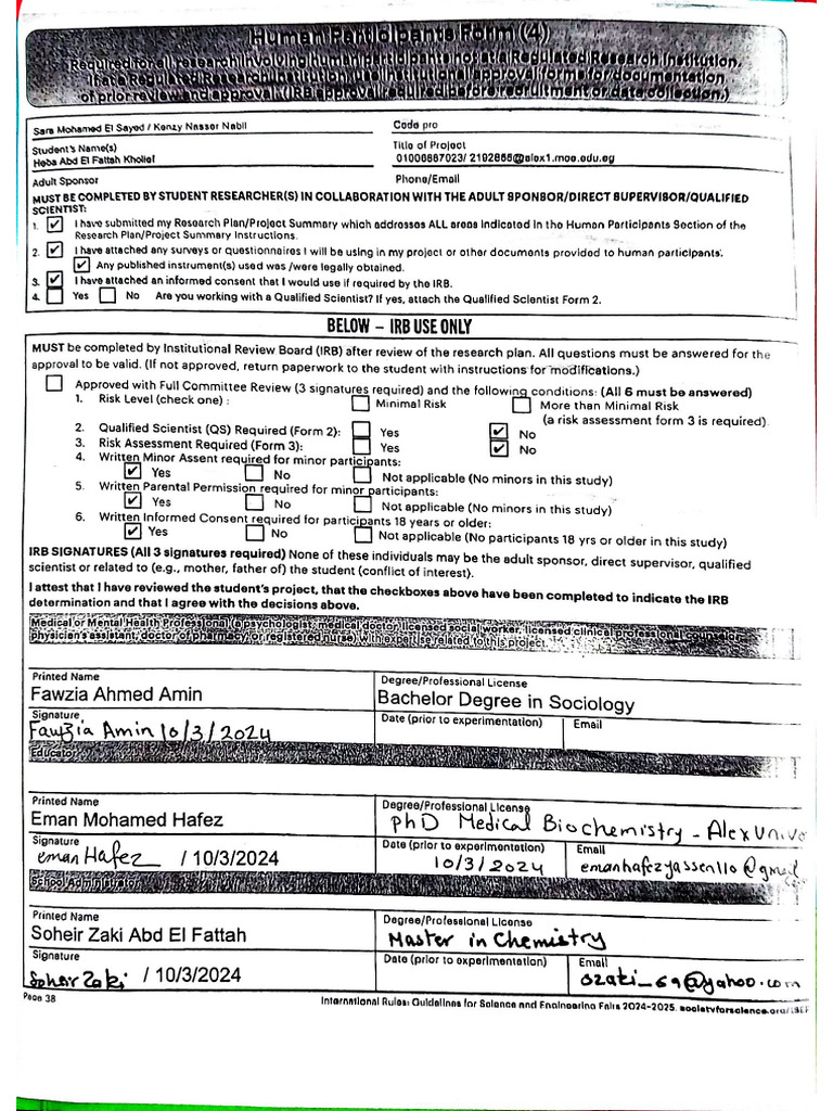 Approvals For Isef Competition | PDF