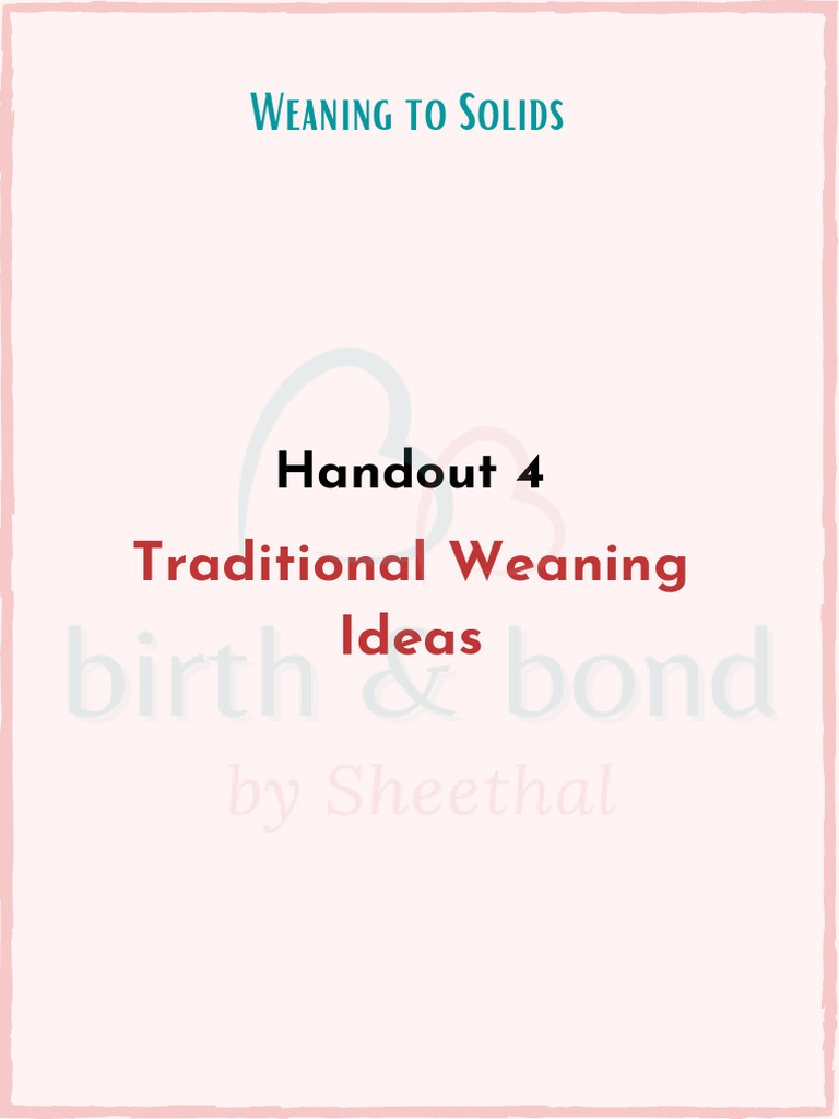 Traditional Weaning Menu Ideas | PDF