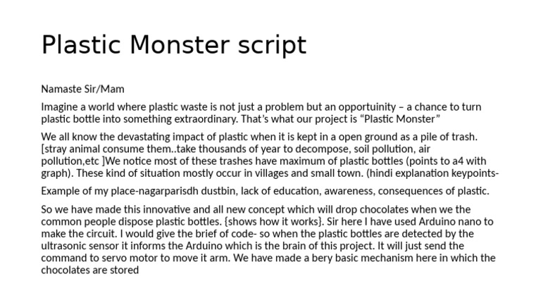 Plastic Monster Script | PDF