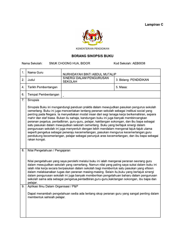 Sinopsis Sekolah Tambahan | PDF