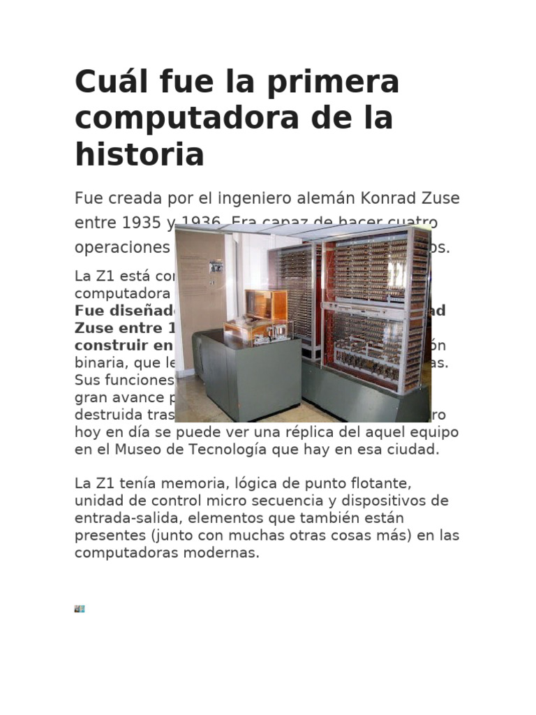 La primera computadora: Z1 de Zuse | PDF