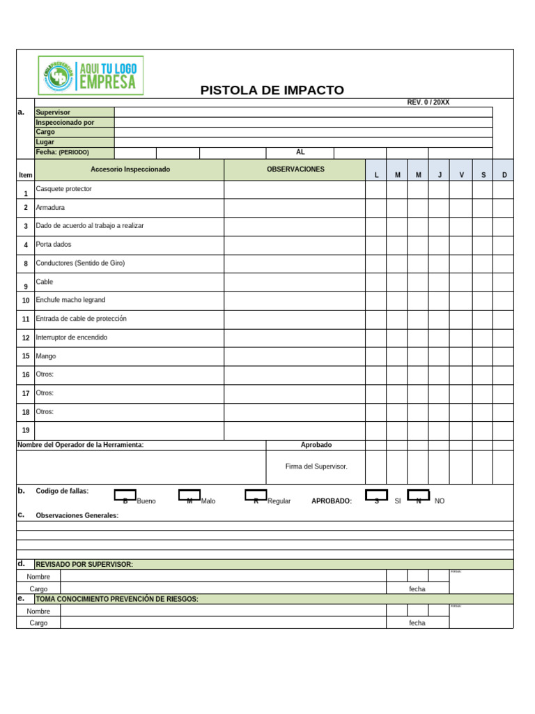 CheckList Pistola o llave de Impacto | PDF