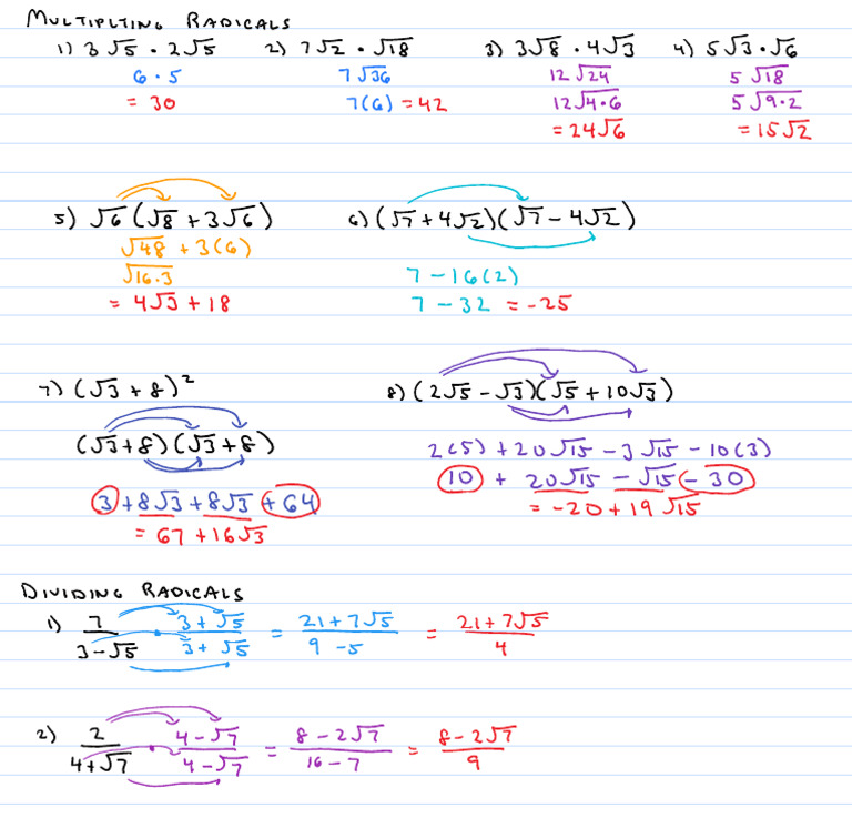 6.5 Multiplying and Dividing Radicals | PDF