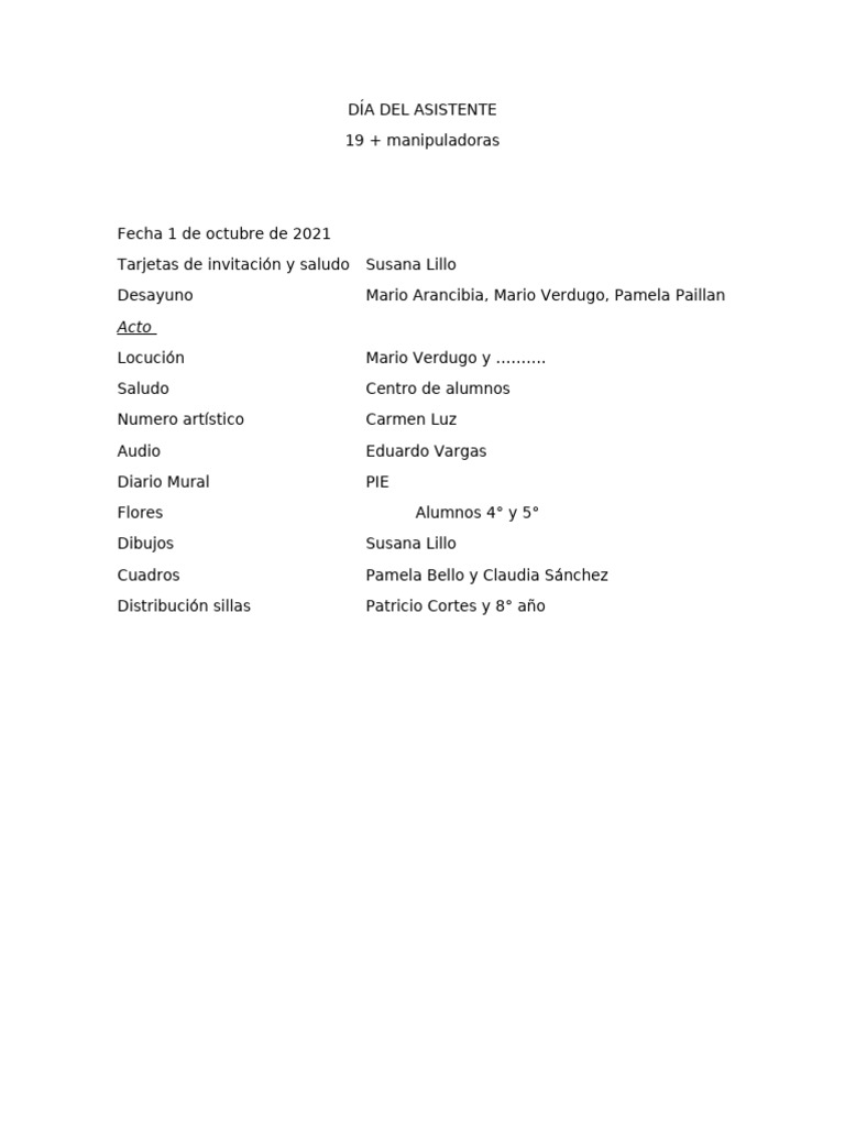 Día Del Asistente | PDF