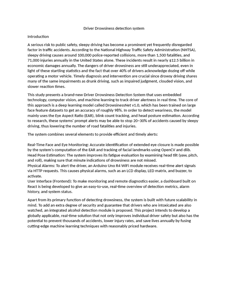 Driver Drowsiness Detection System | PDF | Traffic Collision | Road ...