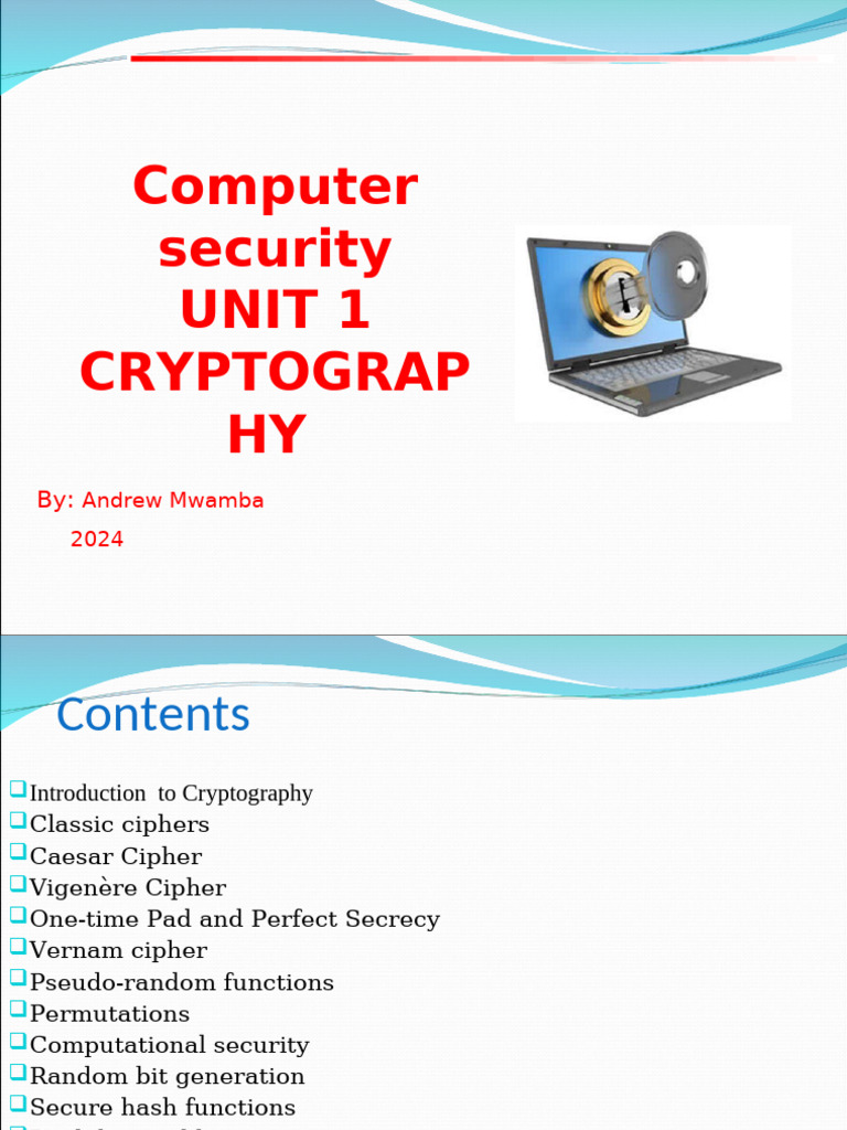 Unit 1 | PDF | Cryptography | Key (Cryptography)