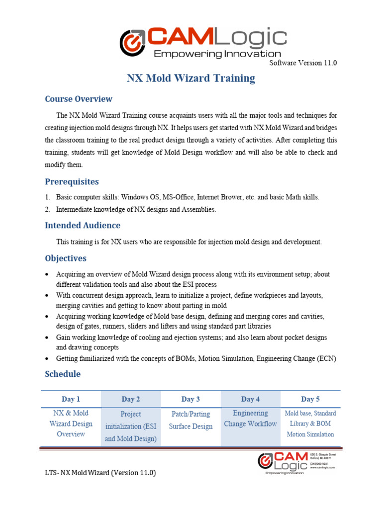 Lts NX Mold Wizard Training Nx11 Detailed | PDF | Simulation | Computing