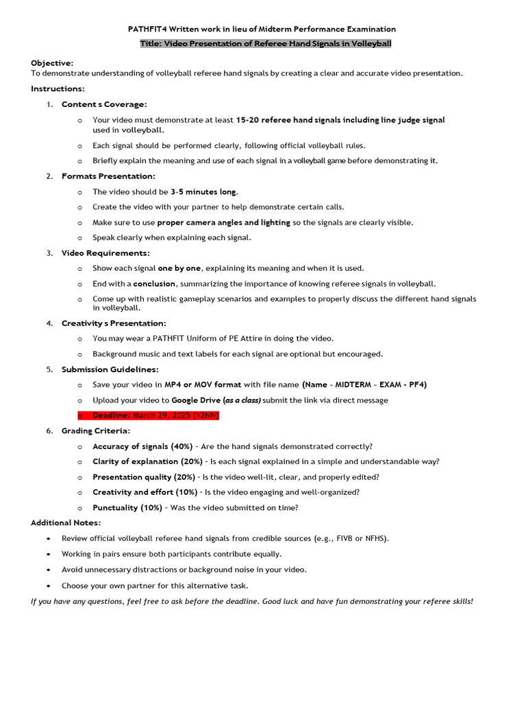 PATHFIT4 Written Work in Lieu of Midterm Performance Examination ...