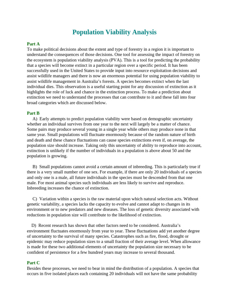 1-Population Viability Analysis | PDF | Biology | Natural Environment