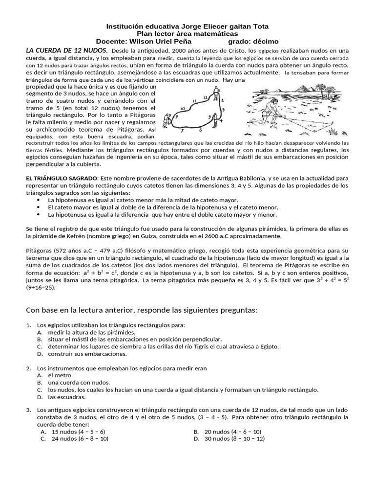 Plan Lector Grado Decimo | PDF | Triángulo | Geometría euclidiana
