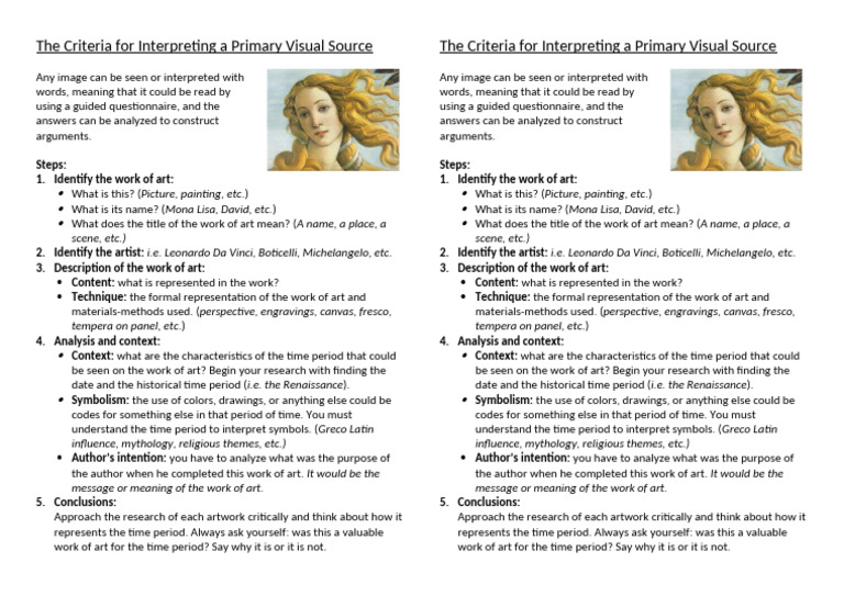 1-6 Criteria For Interpreting A Primary Visual Source | PDF ...