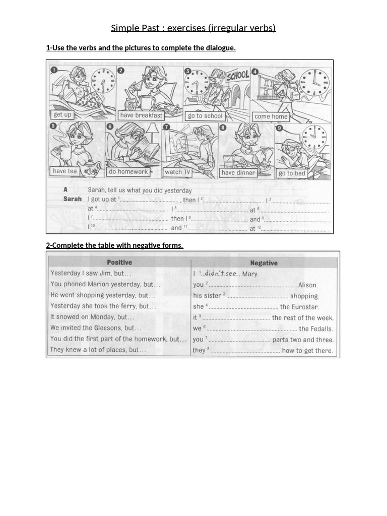 Ejjelthi ANGLAIS 31 32 Ex Irregular Verbs | PDF