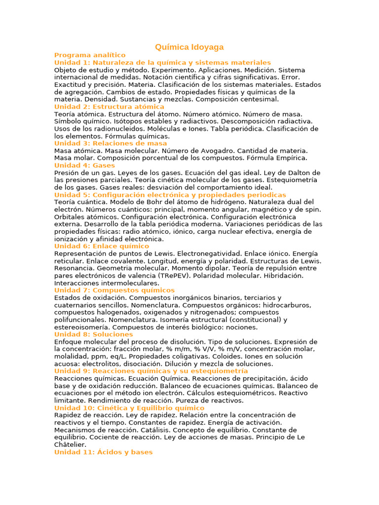 Química Idoyaga: Tratamiento de Aguas | PDF | Química | Enlace químico