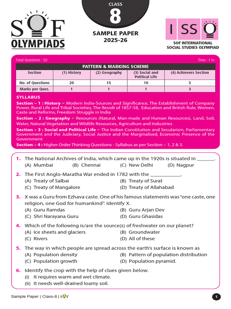 Isso Sample Paper Class-8 2025-26 | PDF | Earth Sciences