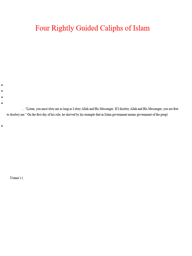 Four Rightly Guided Caliphs of Islam-1 | PDF | Umar | Caliphate