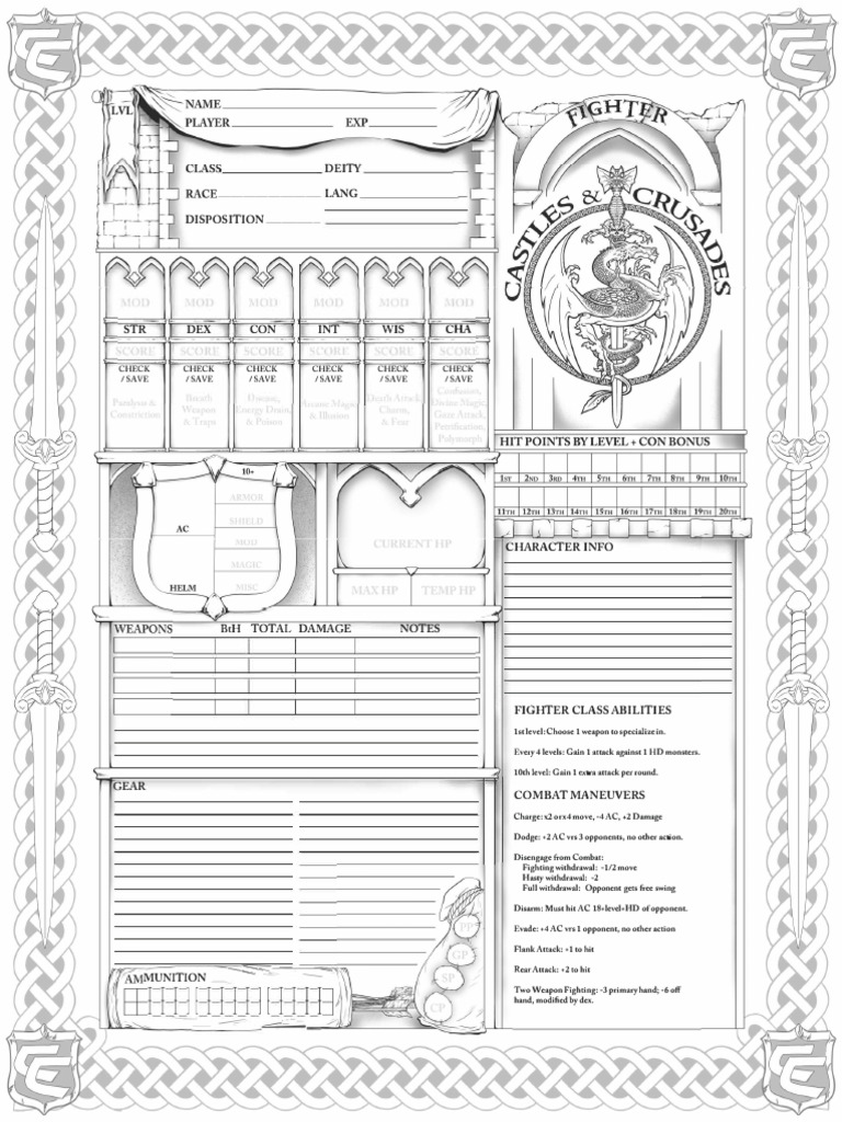 Castles & Crusades Character Sheets Reforged | PDF