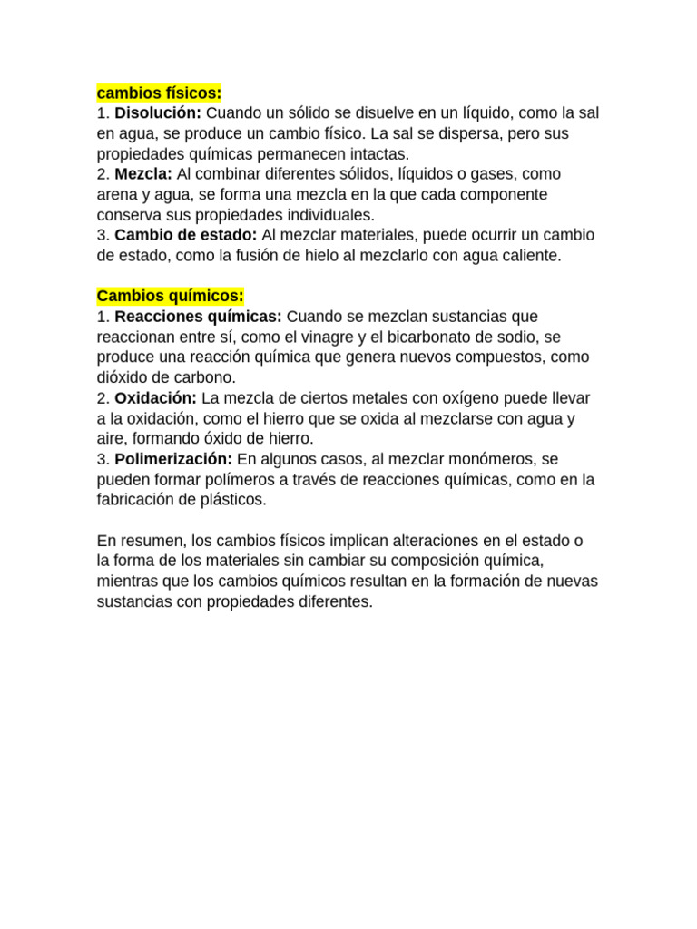 Cambios Físicos y Químicos Explicados | PDF