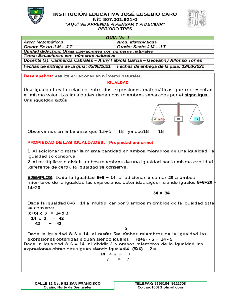 ECUACIONES | PDF | Ecuaciones | Multiplicación
