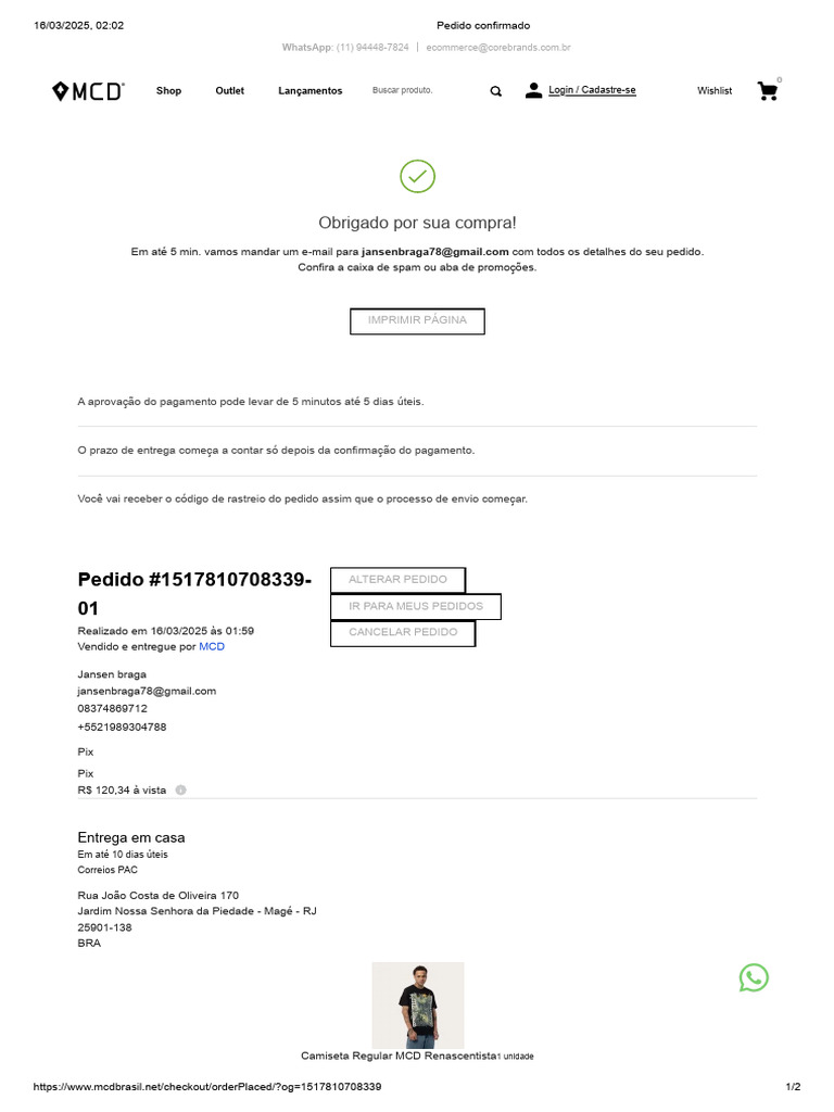 Pedido confirmado | PDF