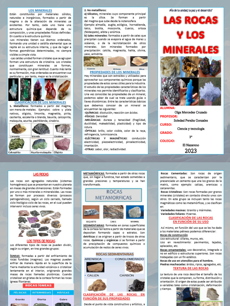 Clasificación y propiedades de minerales y rocas | PDF | Roca (geología ...