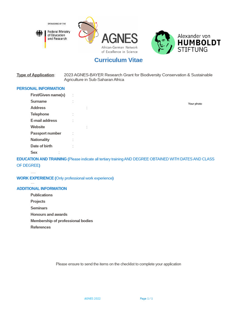 BAYER-AGNES-CV-Template-2023 | PDF