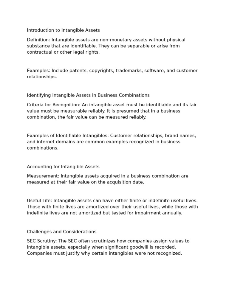 Special Considerations For Intangibles in Business Combinations | PDF