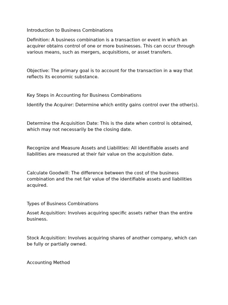 Introduction To Business Combinations | PDF