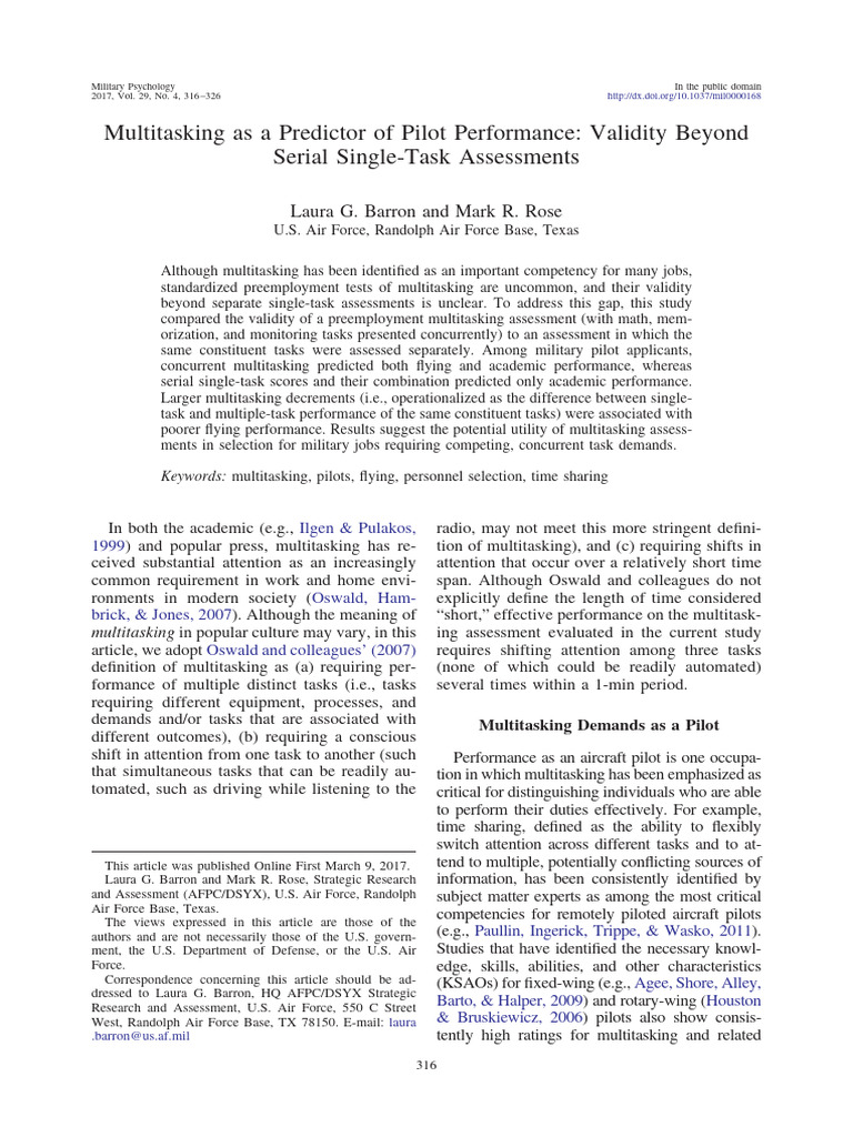 BarronRose2017 Multitasking | PDF | Validity (Statistics) | Attention