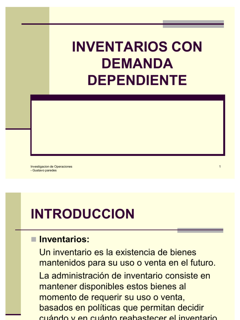 Inventarios Con Demanda Dependiente | PDF