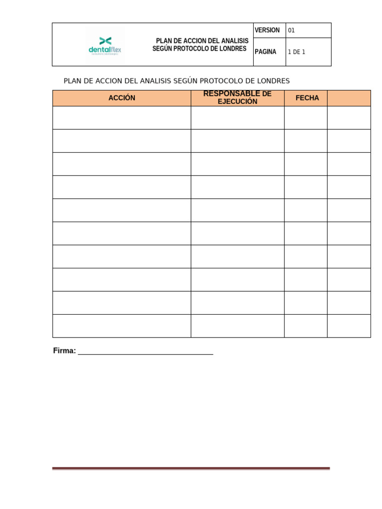 FORMATO DE PLAN DE ACCION ANALISIS - PROT DE LONDRES Ok | PDF
