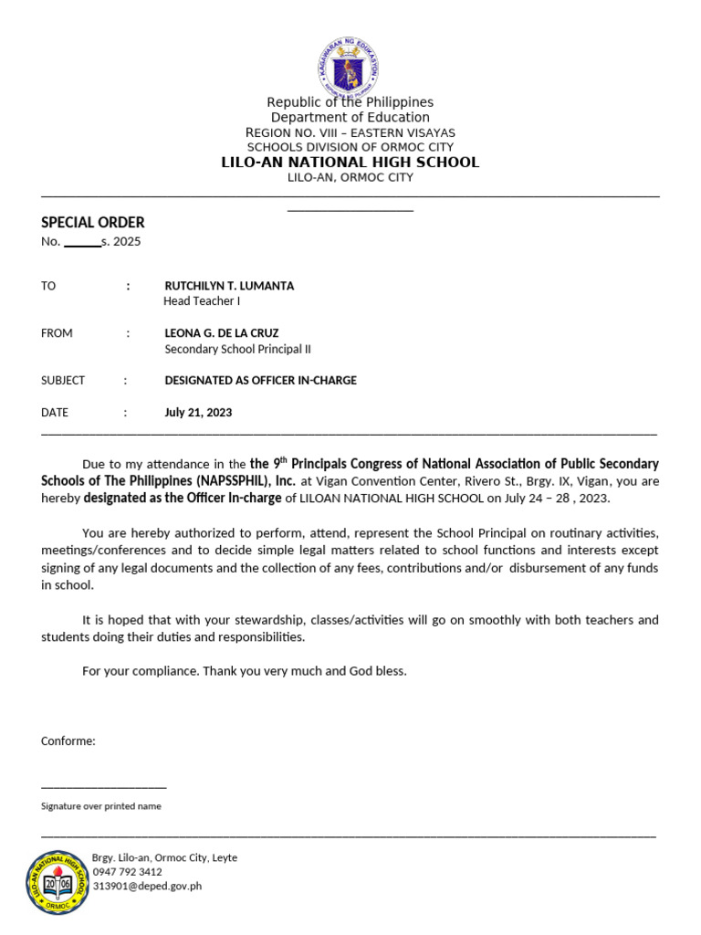 Special Order - Oic | PDF