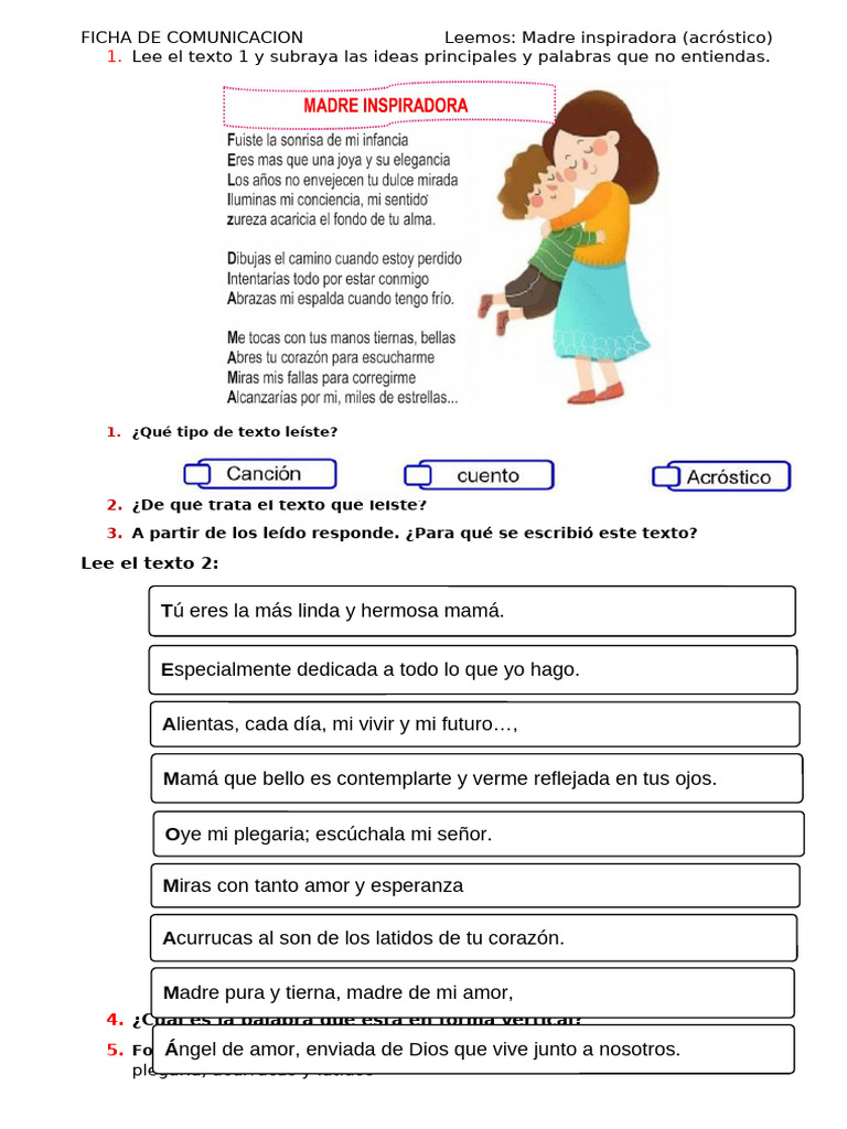 Ficha Lun 29 Comu Acrostico Maestra Inspiradora | PDF