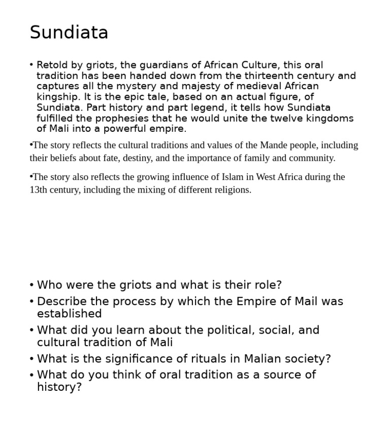 Guidelines For Sundiata | PDF