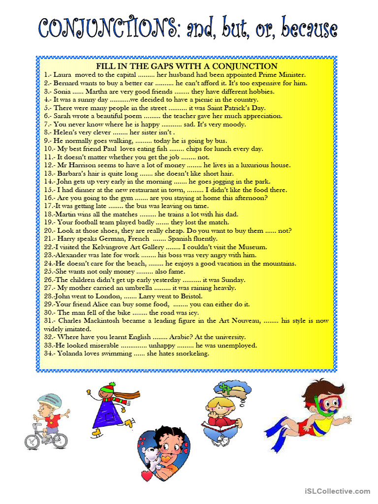 CONJUNCTIONS - And, But, Or, Because | PDF